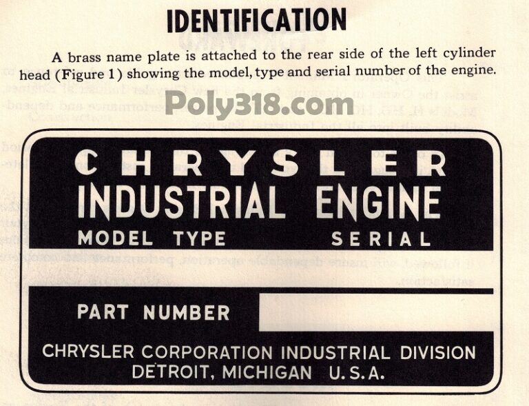 Poly 318 Engine Numbers, Colors, Photos - Poly318.com